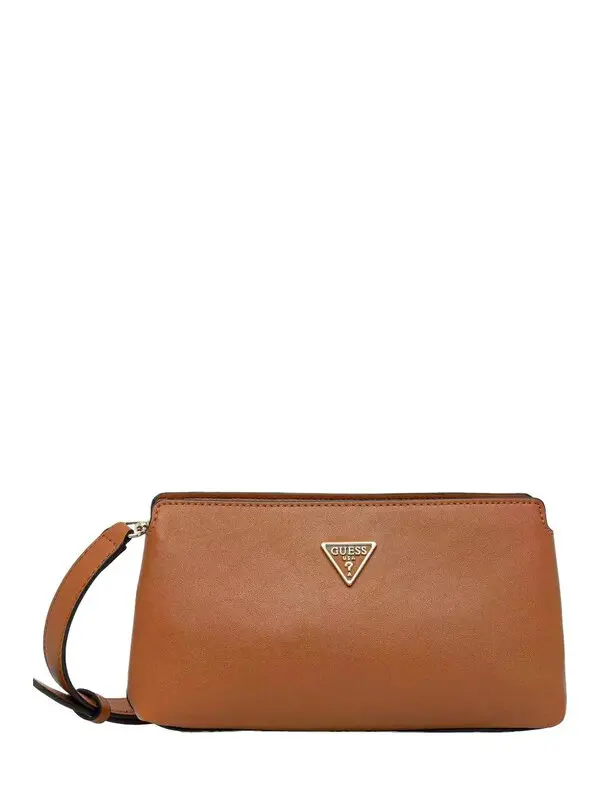 Guess Logo Plaque Satchel - Brown