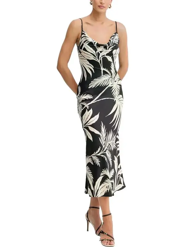 Guess Akilina Floral Print Midi Dress - Black