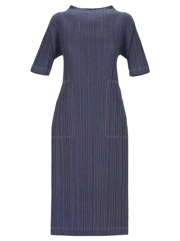 Issey Miyake Pleated Midi Dress - Blue