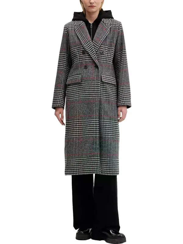 Desigual Check-pattern Double-breasted Coat - Grey