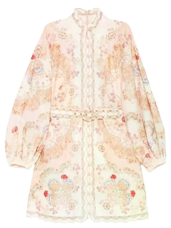 Zimmermann Floral-print Mini Dress - Neutrals