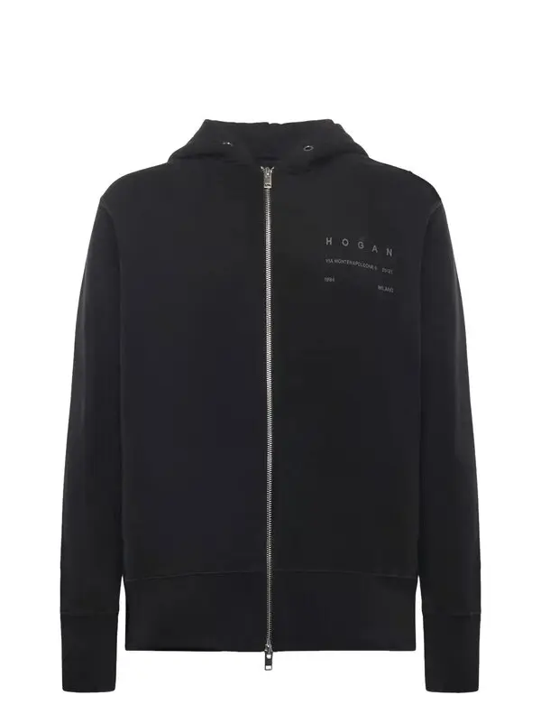 Hogan Logo-print Zip-up Hoodie - Black