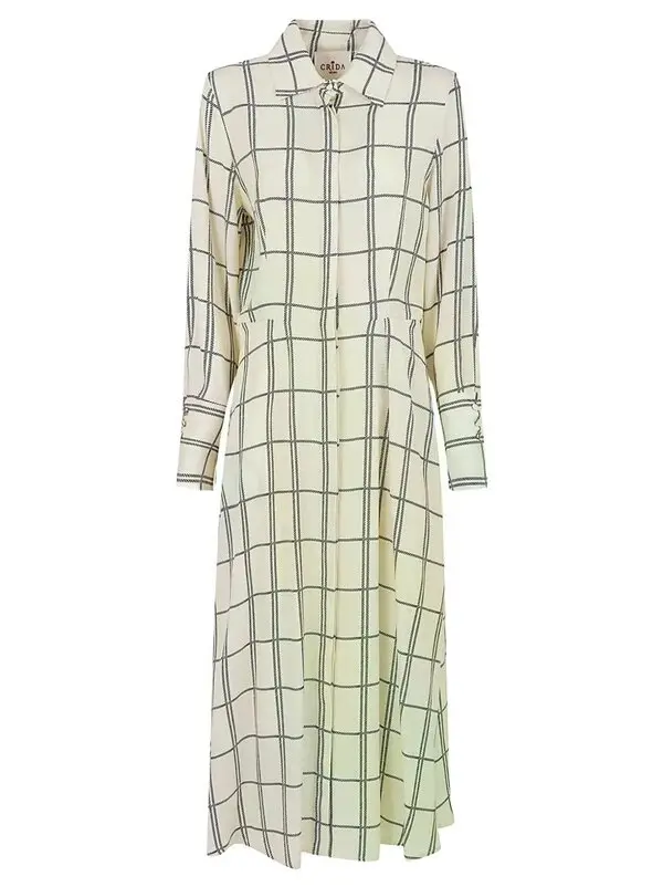 CRIDA MILANO Check-pattern Midi Shirt Dress - Neutrals