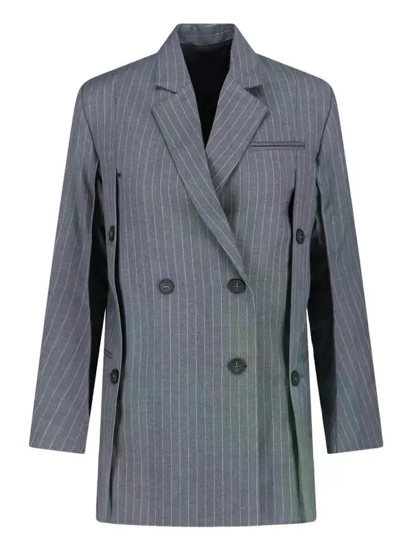 EUDON CHOI Beatrice Pinstripe Double-breasted Blazer - Grey