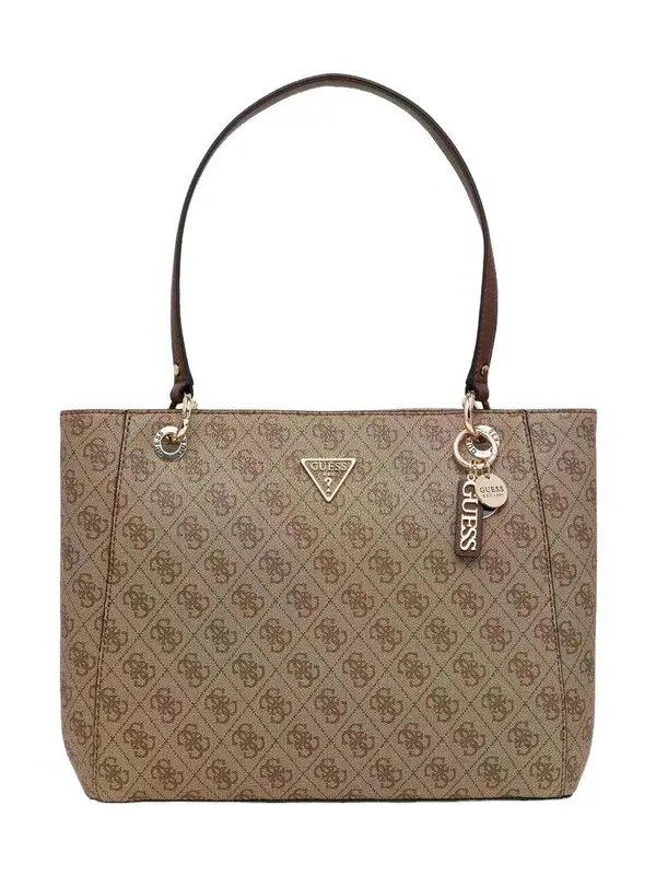 Guess Monogrammed Tote Bag With Charm Detail - Neutrals