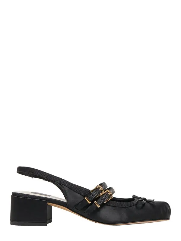 DOLCEVITA Loris Slingback Block Heels - Onyx Satin