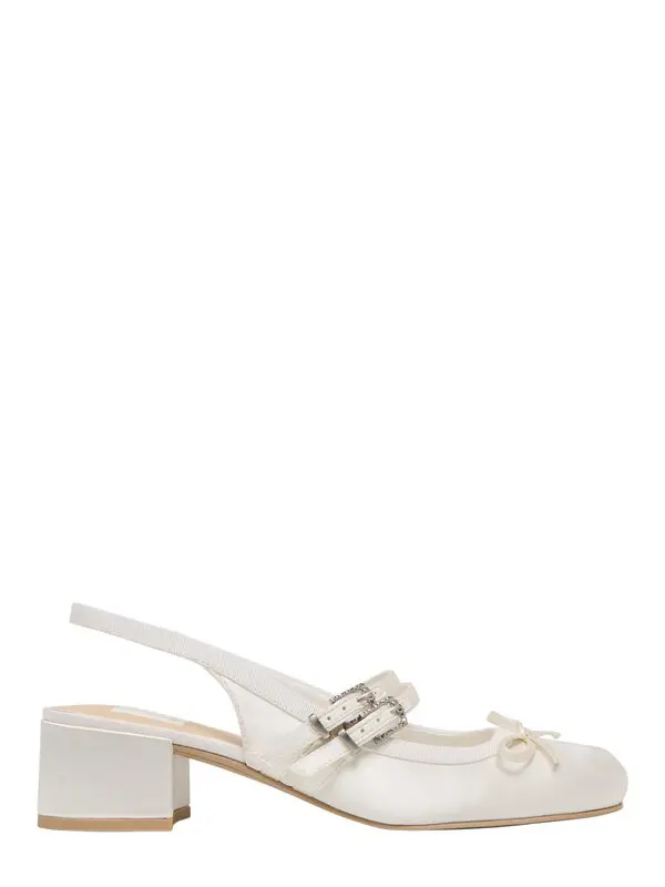 DOLCEVITA Loris Satin Slingback With Bow Detailing - True White Satin