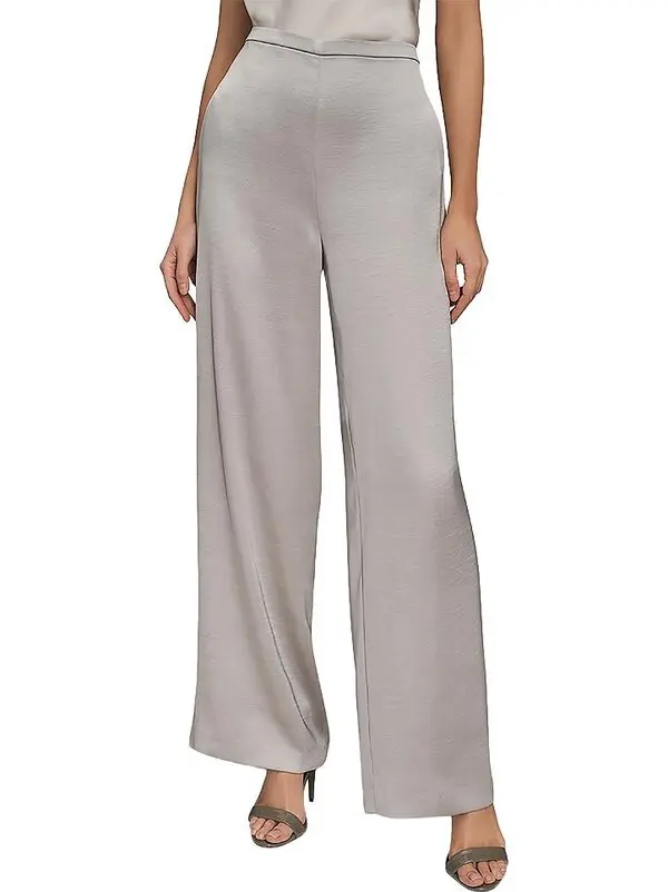 Donna Karan New York Satin Wide Leg Pants - Vapor Grey