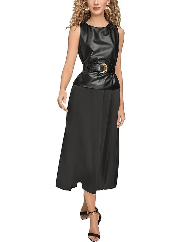 Donna Karan New York Mix Media Belted Dress - Black