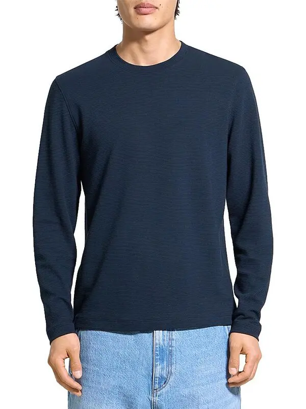 Theory Delroy In Studio T Jacquard Relaxed Fit Long Sleeve Tee - Baltic