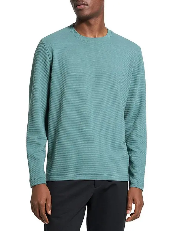 Theory Delroy In Studio T Jacquard Relaxed Fit Long Sleeve Tee - Dark Feldsapr Green