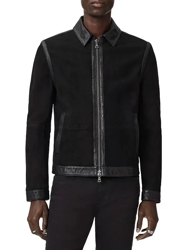 John Varvatos Jaxon Waxed Suede Jacket - Black