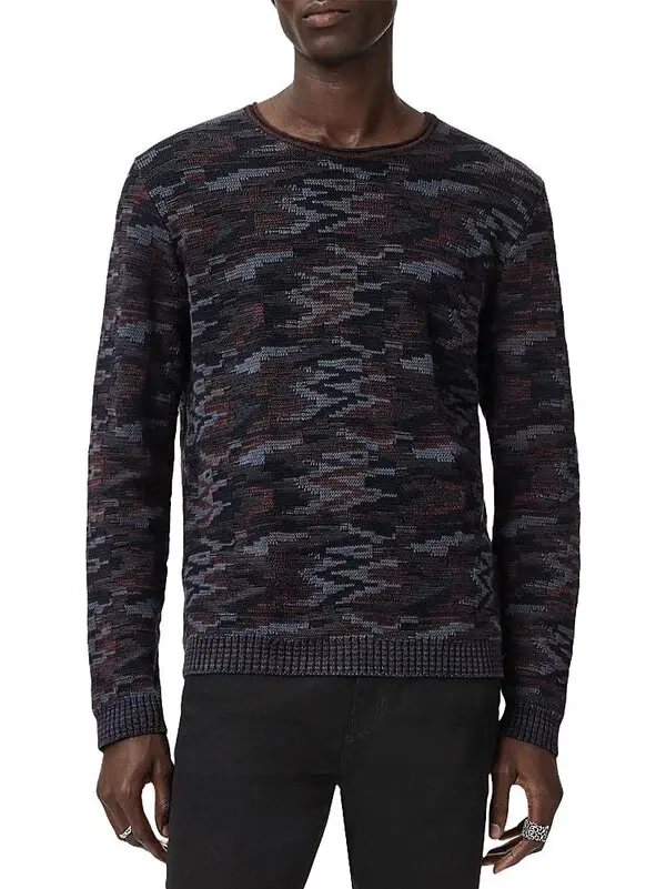 John Varvatos Caden Winter Pavement Jacquard Crewneck Sweater - Night Sky