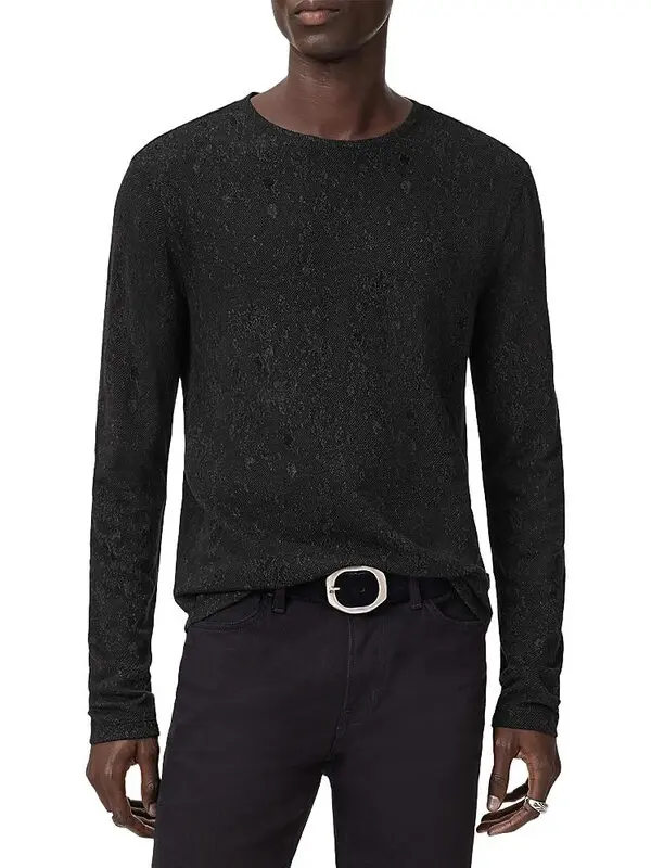 John Varvatos Vera Jacquard Textured Crewneck Sweater - Black