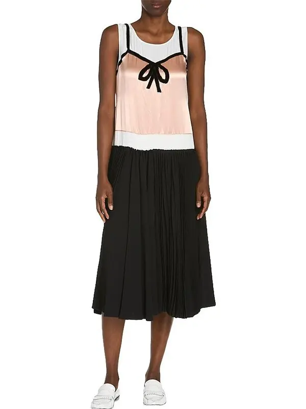 Marni Crepe Envers Satin Multimaterial Trope Oil Midi Dress - Black