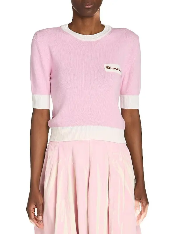Marni Wool Blend Short Sleeve Crewneck Sweater - Pink