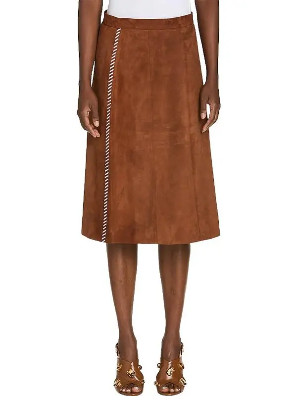 Marni A-line Suede Skirt - Tobacco