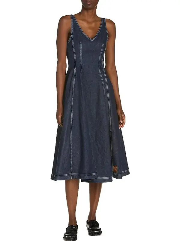 Marni Stretch Denim Midi Balloon Dress - Blublack