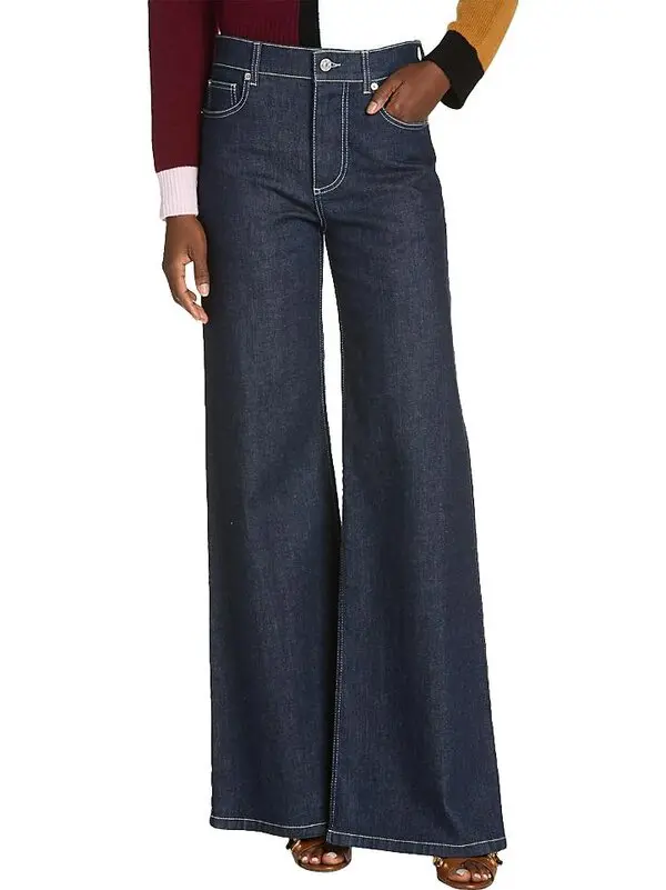 Marni Stretch Denim Wide Leg Pants - Blublack
