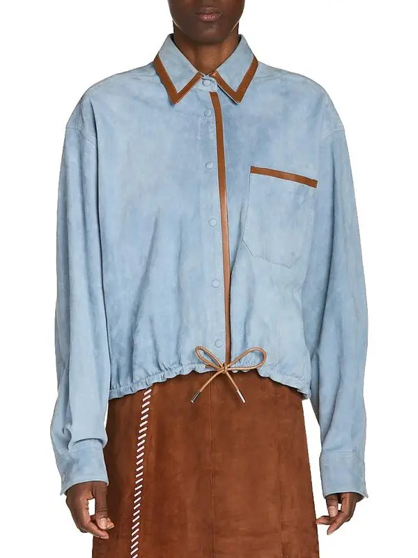 Marni Suede Drawcord Shirt - Sky