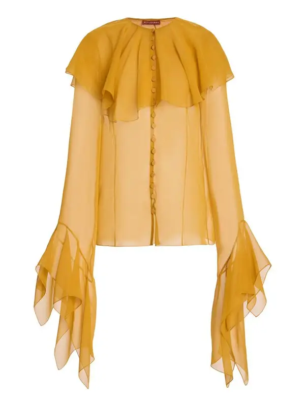 Altuzarra Alida Ruffled Silk Organza Shirt - Orange