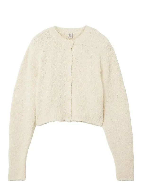 SIR. Tropicana Cropped Cotton-blend Bouclé Cardigan - Neutrals