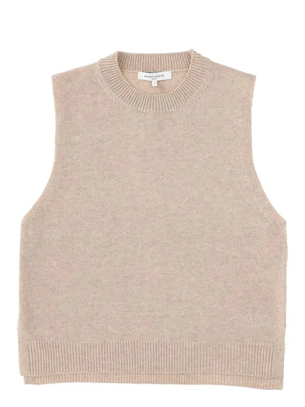 Maison Kitsuné Sleeveless Wool Vest - Beige