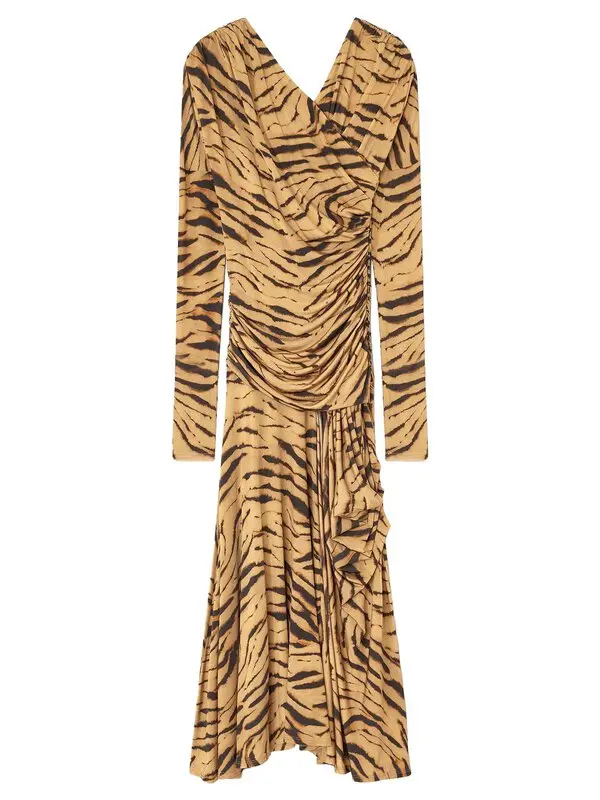 GANNI Long Dress With Zebra Print - Animalier