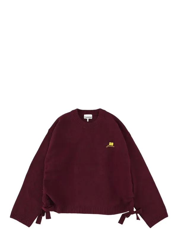 GANNI Wool Oversized Sweater - Bordeaux