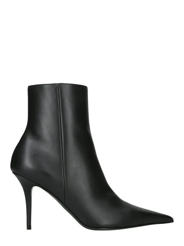Amina Muaddi Leather Barbara Heeled Ankle Boots 90 - Black
