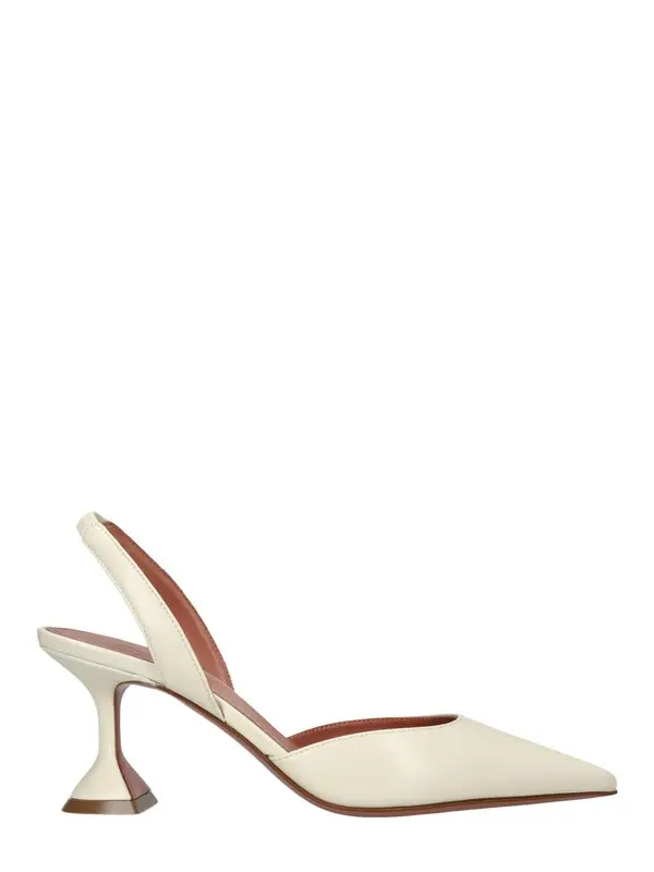 Amina Muaddi Leather Holli Slingback Pumps 70 - Beige
