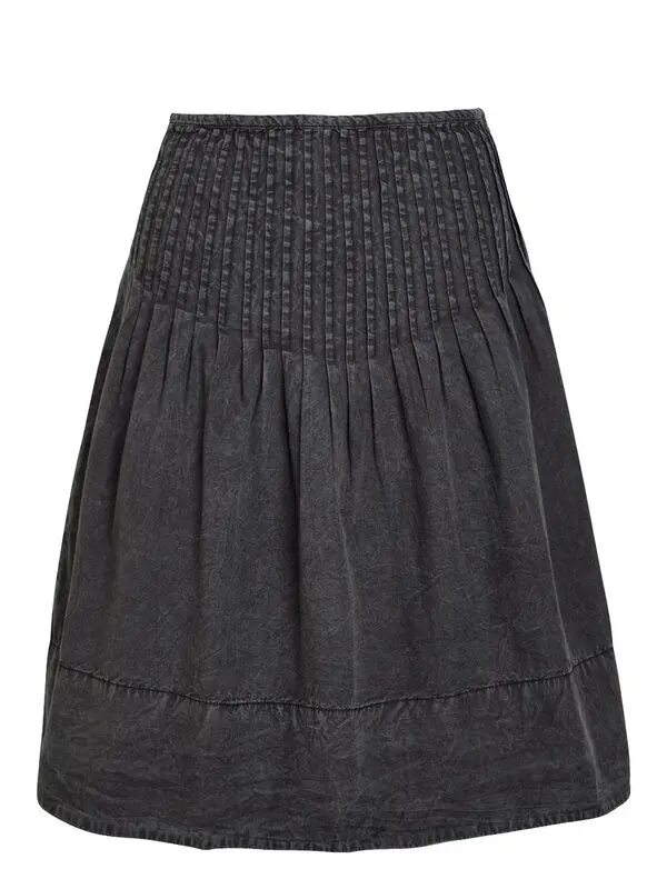 Free People Peyton Pintuck Cotton Skirt - Charcoal
