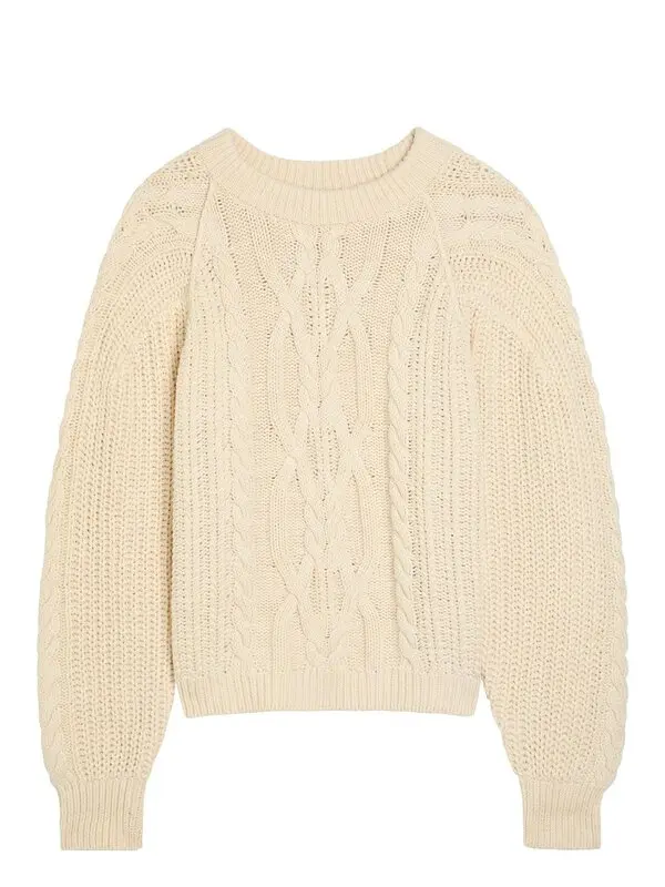 Free People Cable-knit Cotton Jumper - Ivory