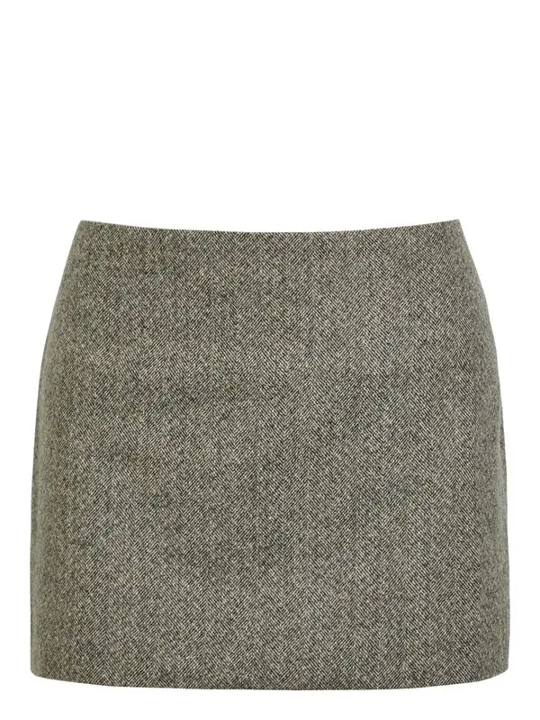 REFORMATION Carla Herringbone Tweed Mini Skirt - Grey