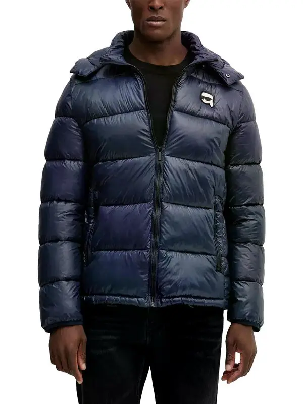 Karl Lagerfeld Hooded Logo-patch Padded Jacket - Blue