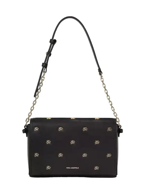 Karl Lagerfeld K/autograph Logo Chain Shoulder Bag - Black