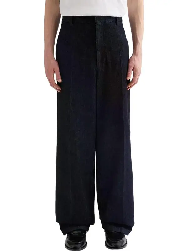 JIL SANDER Belt-loops Cotton Trousers - Blue