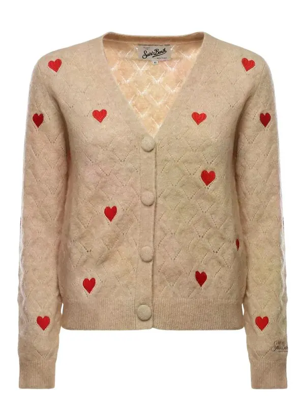 MC2 SAINT BARTH Heart-motif Cardigan - Neutrals