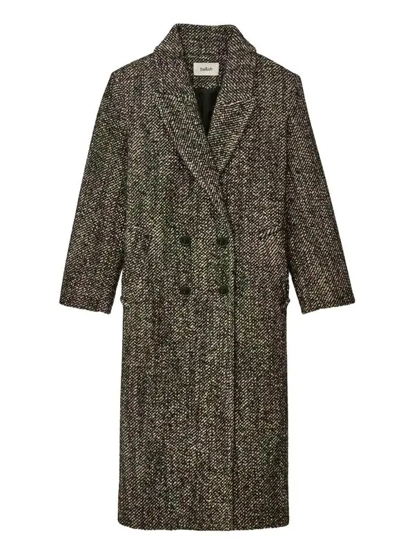 Ba&sh Patterned Double-breasted Coat - Black