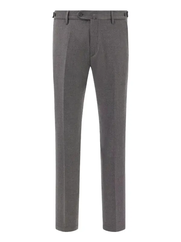 Boggi Milano Stretch Flannel Tailored Trousers - Grey