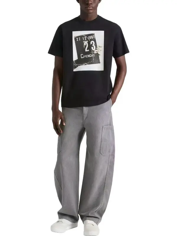 Givenchy T-shirt In Cotton With Clapperboard Print - Black