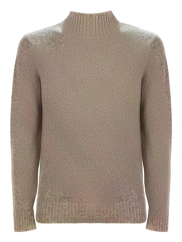 KANGRA Long-sleeved Ribbed Sweater - Brown