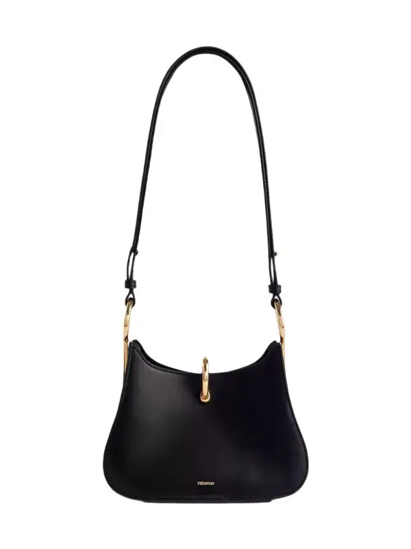 Rabanne Ring Leather Shoulder Bag - Black