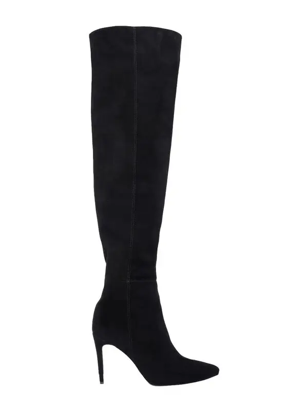 GINISSIMA 95mm Suede Thigh-high Boots - Black
