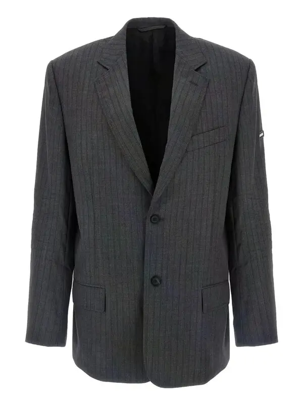 Balenciaga Single-breasted Pinstripe Blazer - Grey