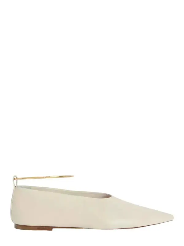 JIL SANDER Pointed-toe Ballerinas With Metal Detail - White