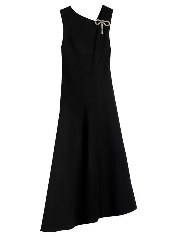 JIL SANDER Jewel Bow Asymmetrical Hem Dress - Black