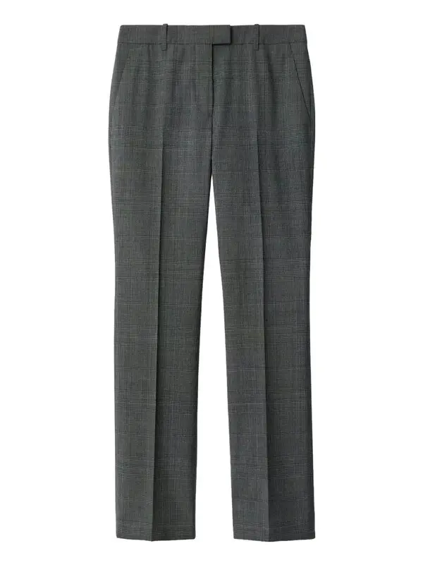 Burberry Check Wool Tailored Trousers - Grey