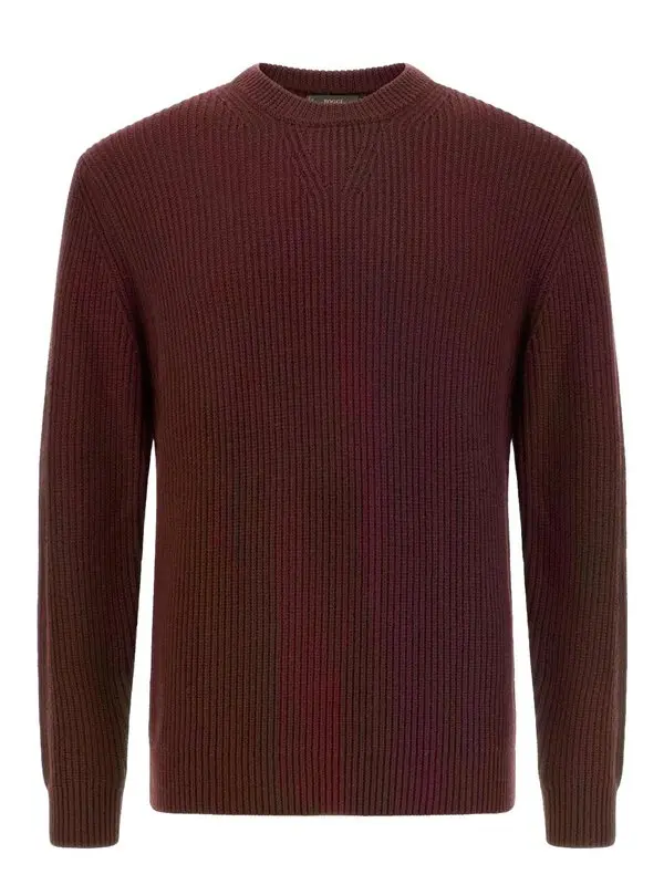 Boggi Milano Ribbed Crew-neck Sweater - Red
