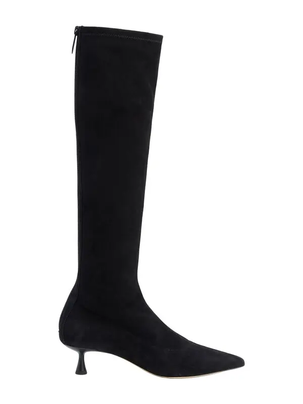 L'Agence Emilie Suede Kitten-heel Boot - Black Suede